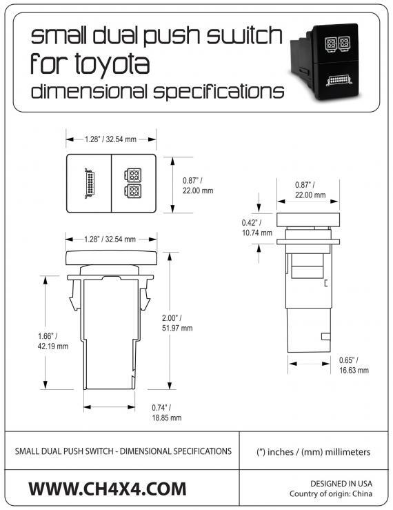 CH4x4 Small Dual Push Switch for Toyota – Front & Rear Locker Symbol 2 ...